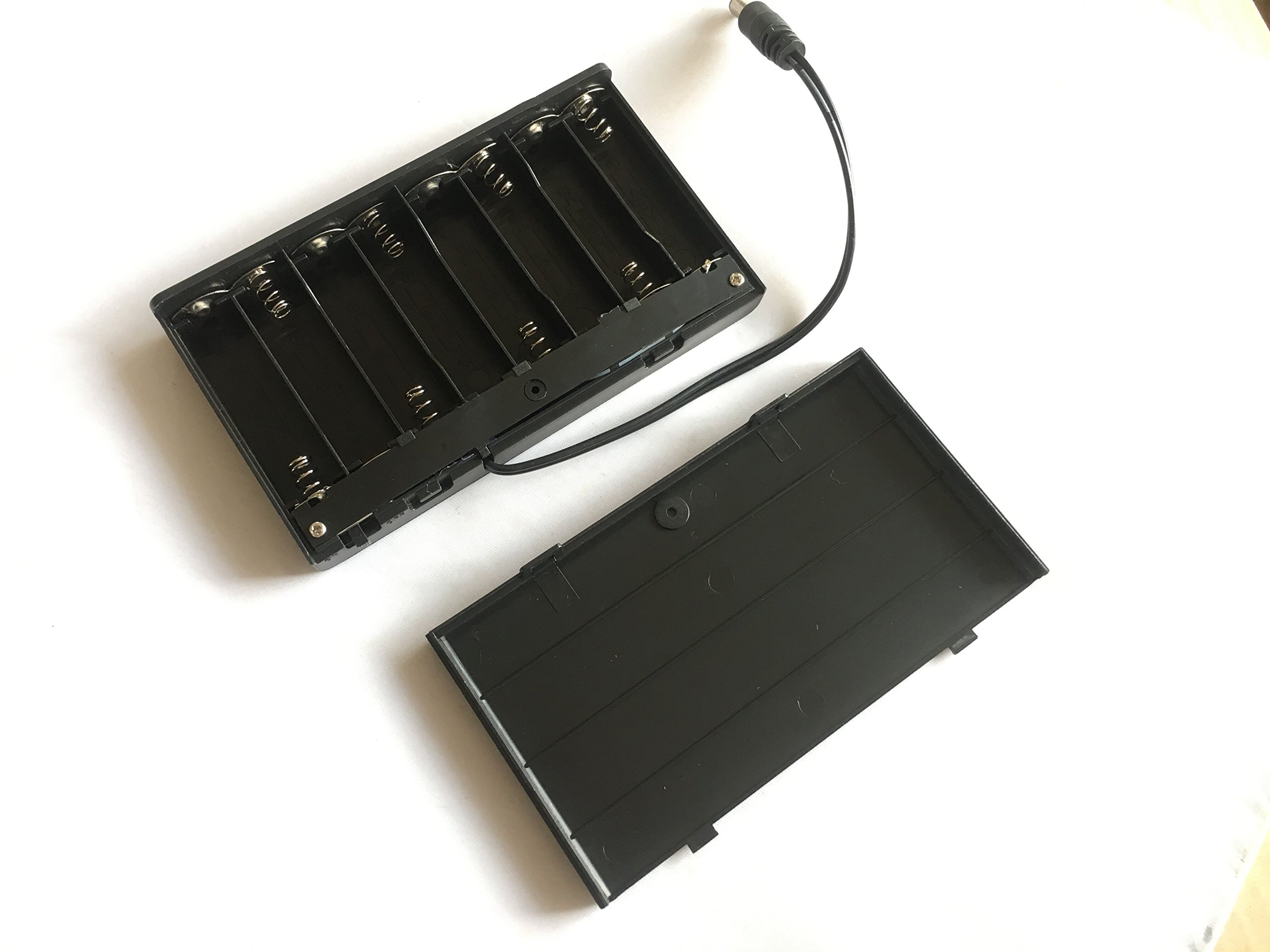 8x1.5V AA Battery Holder Case Box with DC 5.5x2.1mm Male Connector ON/Off Switch with Cover Pack of 2 (12V)