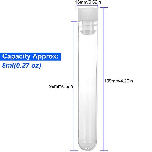 60Pcs Test Tubes with Rack, 16x100mm(10ml) Clear Plastic Test Tube with Caps and Holder Rack Test Lab Tubes for Scientific Experiments, Nurse Party Decorations, Candy Storage