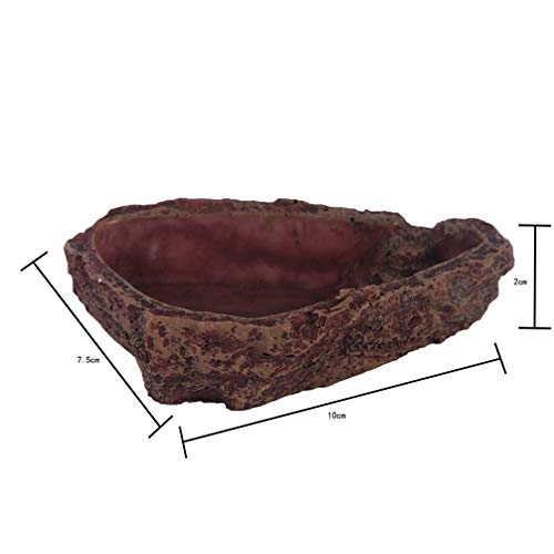 balacoo Reptile Water Bowl Resin Food Water Feeding Basin Dish Artificial Tree Trunk Ramp Bowl for Lizard Frog Snake Gecko