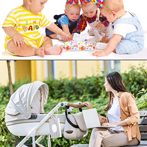 DOERDO 3 PCS Wipe Dispenser and Wet Wipe Pouch Bags Baby Wipe Holder with Lid Wipes Box Tissue Case Box Keeps Baby Wipe Fresh and Safe(White&2 Bags)