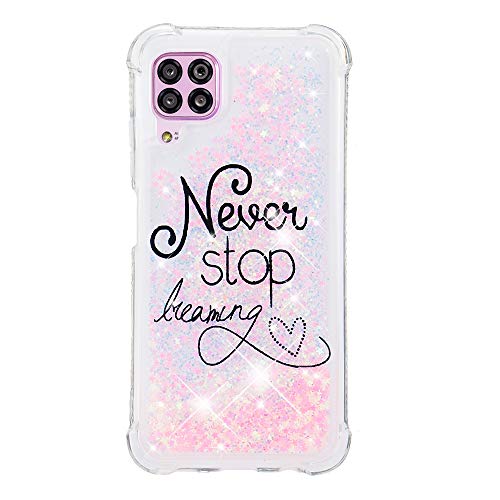 Asdsinfor Huawei P40 Lite Case Fashion Shiny Transparent Soft TPU Creative Cartoon Cute Quicksand with Shiny Flowing Liquid Cover for Huawei P40 Lite Never Stop YB-LS