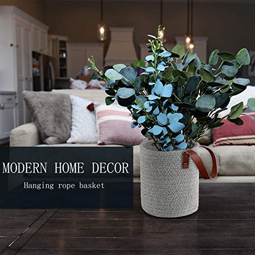 Clubasket Wall Hanging Rope Basket Small Woven Basket Hanging Storage Rope Basket Cotton Rope Basket Storage Bins for Home Décor, Baby Nursery (M-Grey06)