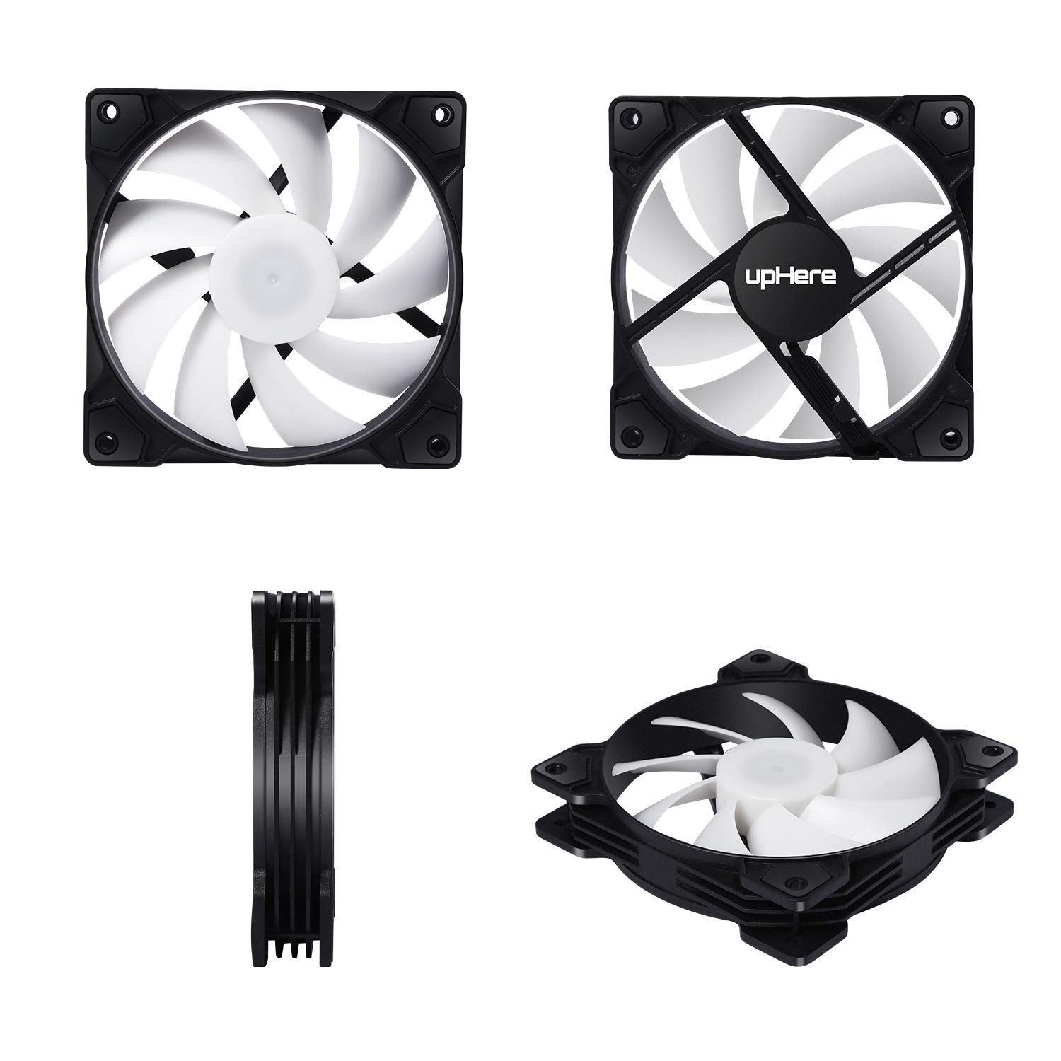upHere 120mm PWM 4-Pin High Airflow Long Life Case Fan for PC Cases, CPU Coolers, and Radiators 3-Pack,SR12-BW4-3-US