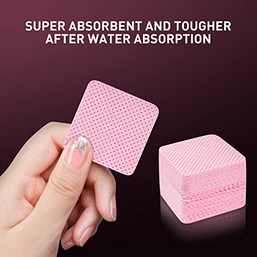 1080 PCS Pink Lint Free Nail Wipes, Eyelash Extension Wipes, Super Absorbent Soft Non-Woven with a Pump Dispenser Bottle Disposable Nail Polish Remover for Polish Clean Acrylic Nails Remover