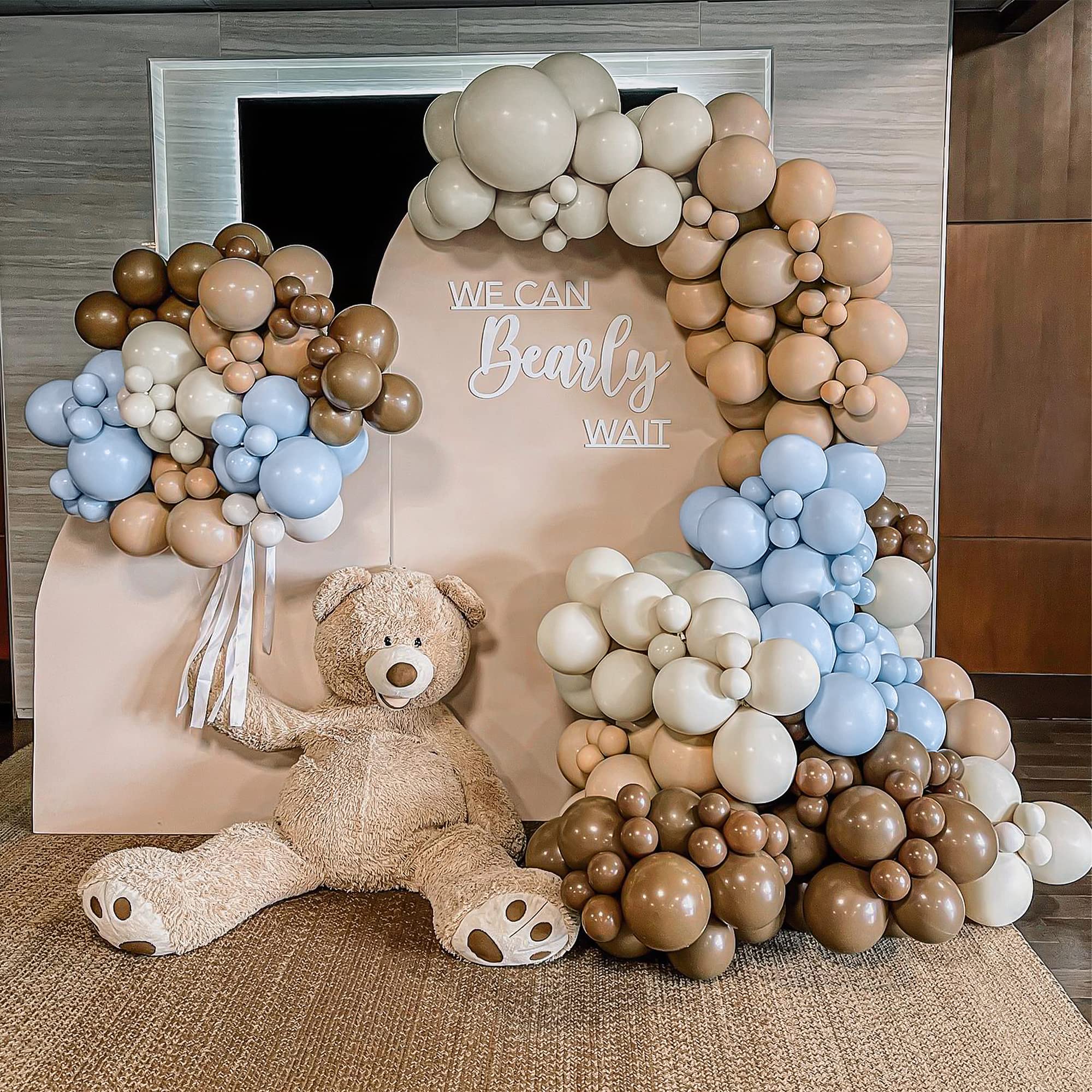 146Pcs Blue and Brown Balloon Garland Kit Double Stuffed Nude Neutral Balloon Arch Kit For Coffee brown baby shower Bridal Wedding Party Birthday Decorations
