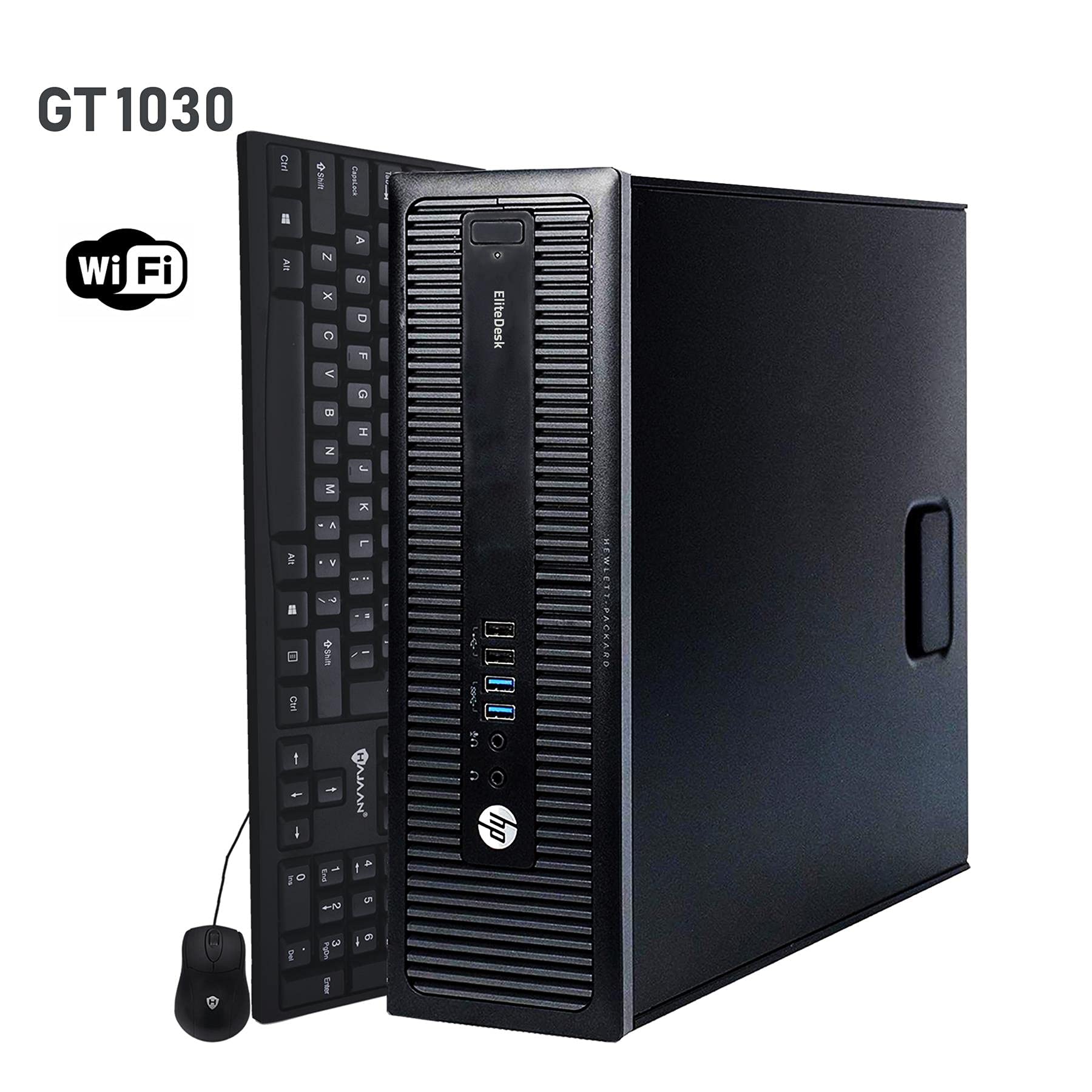 HP EliteDesk 800 G2 Fast Desktop Computer PC - Intel Quad Core i5 6500 3.20 GHz, 16GB DDR4 RAM, 256GB SSD, GeForce GT 1030, HDMI, Wireless WiFi, Windows 10 Pro, Keyboard & Mouse Combo (Renewed)