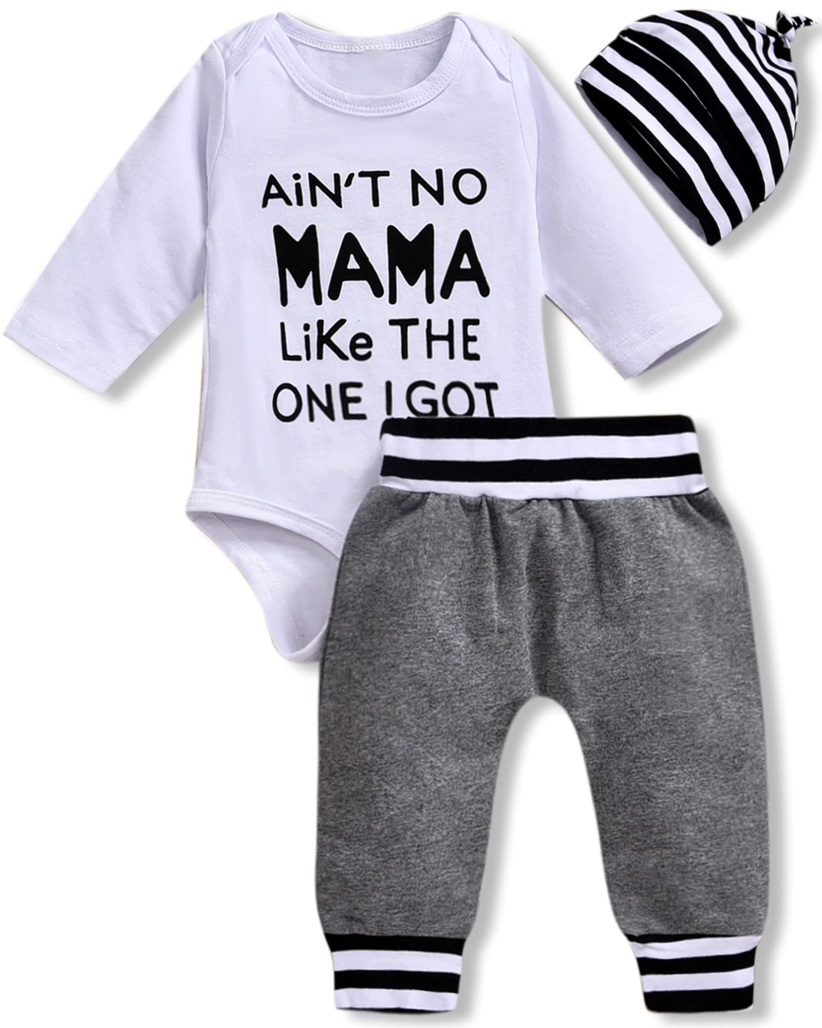 Aalizzwell Preemie Baby Boys Clothes Romper Pants Outfit Spring Fall Winter Clothing Sets (Gray, Preemie)