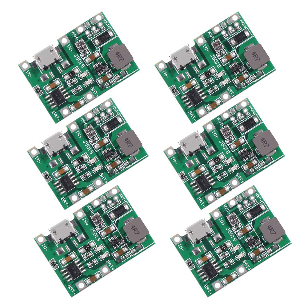 AITRIP 6PCS 2A USB 18650 Lithium Li-ion Battery Charger Module Boost 3.7V to 5V 9V 12V Adjustable DC-DC Step Up Boost Module TP4056 DIY Kit Parts
