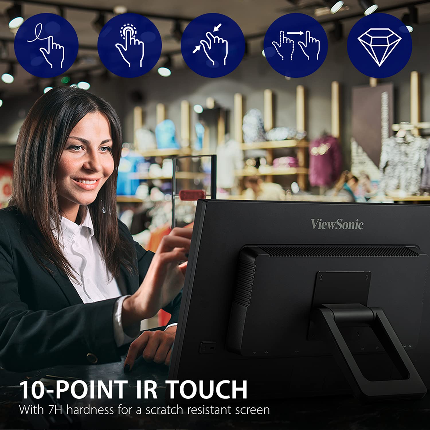 ViewSonic TD2423D 24 Inch 1080p 10-Point Multi IR Touch Screen with Eye Care HDMI, VGA, USB Hub and DisplayPort (Renewed)