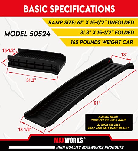 MaxWorks 50524 61" Portable Folding Pet Ramp, Black