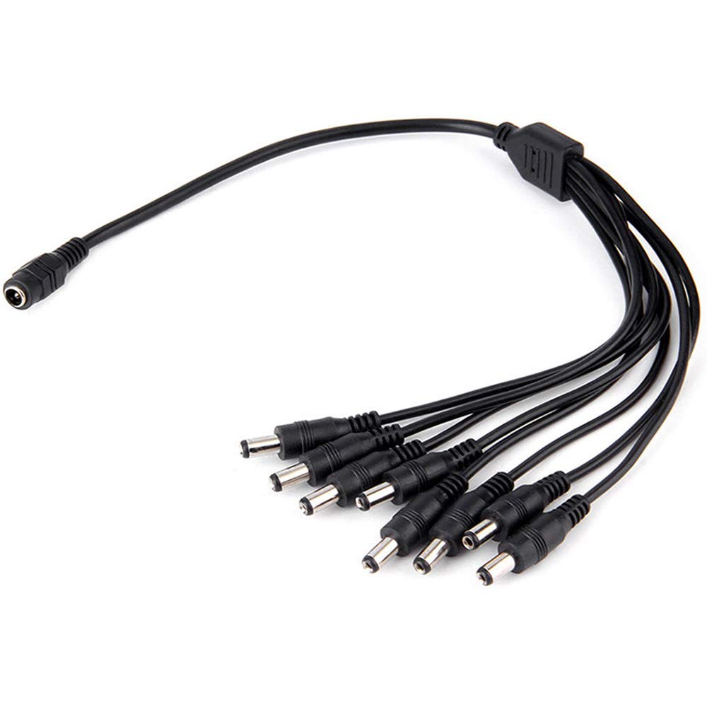 DC 1 Female to 8 Male Output Power Splitter Cable 3 Pcs 1 to 8 DC CCTV Camera Power Splitter Cable Y Adapter for CCTV Security Cameras and LED Strip Lights Deguangxin (3 Pcs 1 to 8 Way)