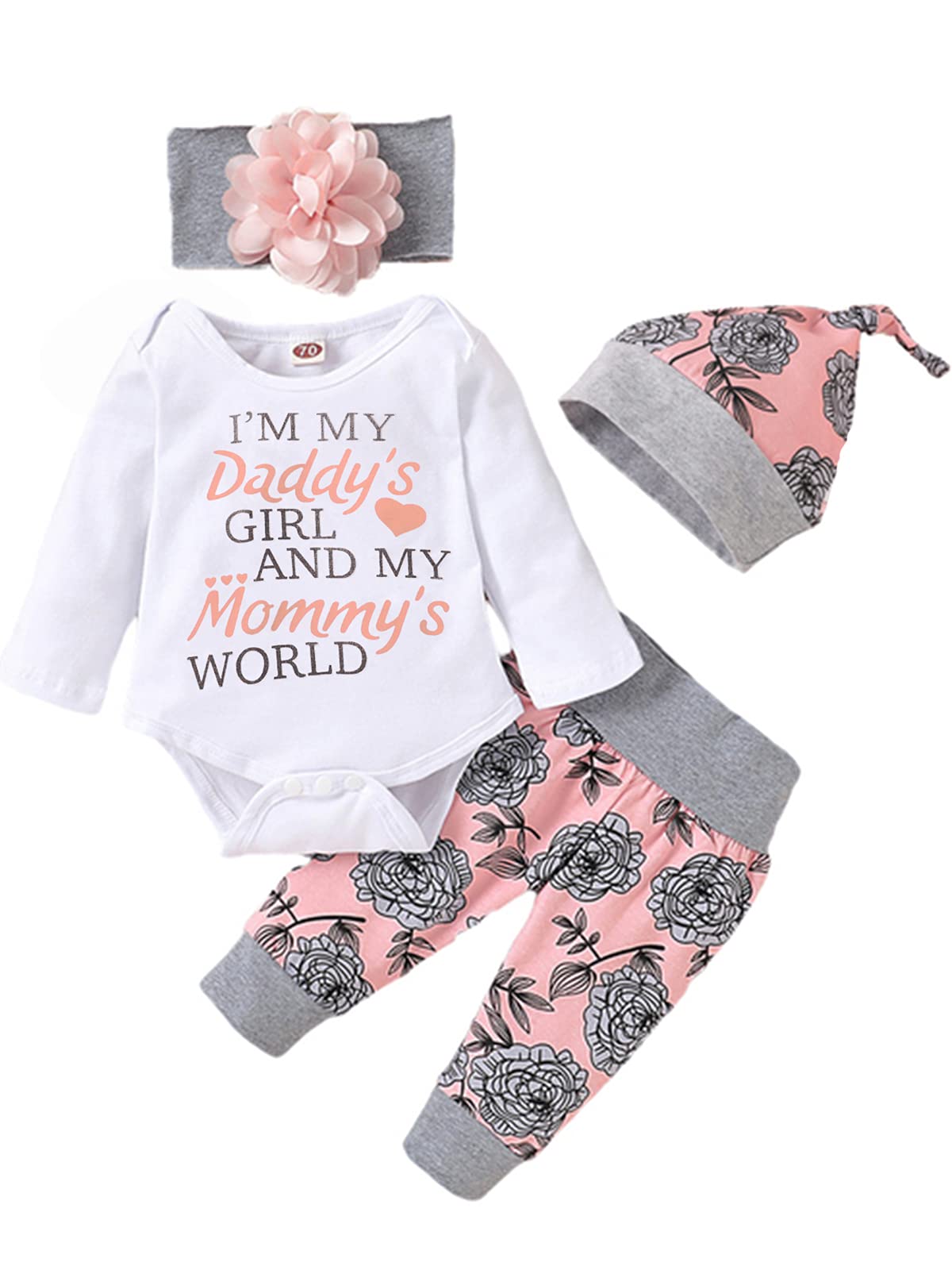 Yvowming Newborn Baby Girl Clothes Infant Baby Ruffle Romper +Pants + Headband Toddler Girl Outfits Set