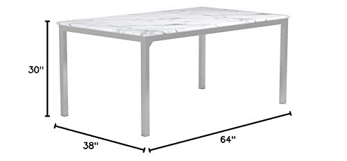 Coaster Furniture Athena Rectangle Marble Top Dining Table Carrara Mable and Chrome 110101