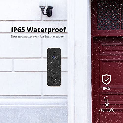 JWMGKJ Video Doorbell Camera, Wireless Doorbelll Camera WiFi with Chime, 1080P, 2-Way Audio, Night Vision, Motion Detection, IP65 Waterproof (Black)