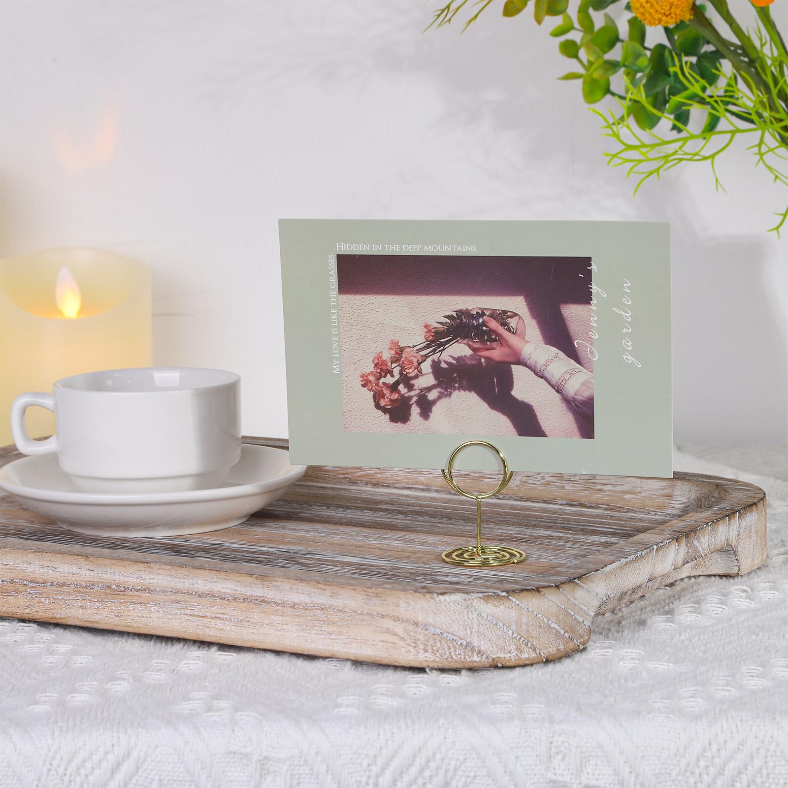 10 PCS Gold Place Card Holder 2 Inch Mini Table Number Holders with Cards Table Stands Wire Memo Clips Holder for Wedding Party Centerpiece Restaurant Decorations Table Setting Baby Shower