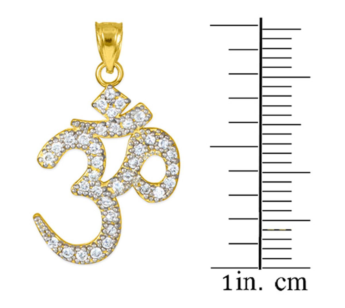 14k Gold Hindu Meditation Charm Yoga "Om" (Ohm) Diamond Pendant Necklace (16 Inches)