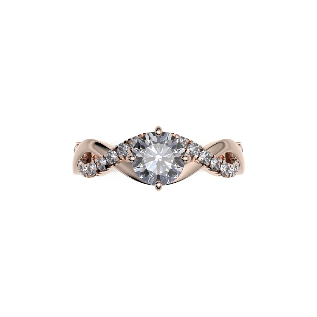 0.70 Carat TCW Round Diamond Infinity Engagement Ring Set 14K Gold Ladies Wedding Band 0.33 Carat Solitaire Diamond Split Shank Pave Set Stackable Ring For Women Color HI / Clarity I1 (rose-gold)