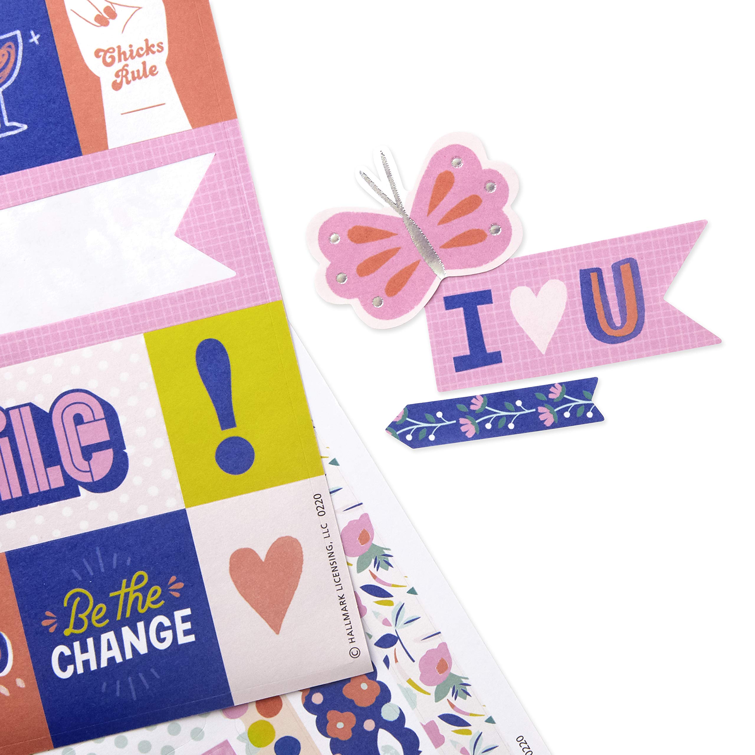 Hallmark Stickers for Kids and Adults (Pack of 91 Stickers, 5 Sheets for Planners, Notebooks, Laptops, Water Bottles, and More)
