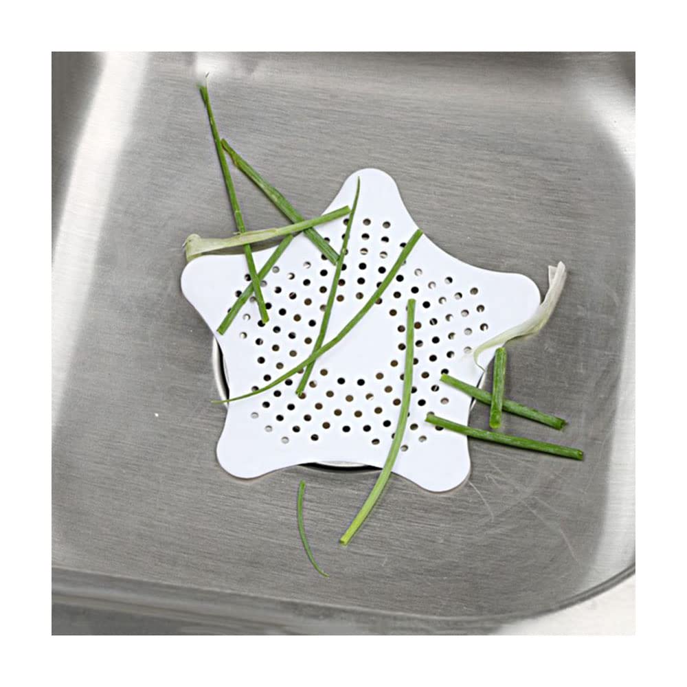 1PCS 15×13cm Bathtub Shower Floor Silicone Drain Stopper Five-pointed Star Kitchen Sink Mesh Filter,White