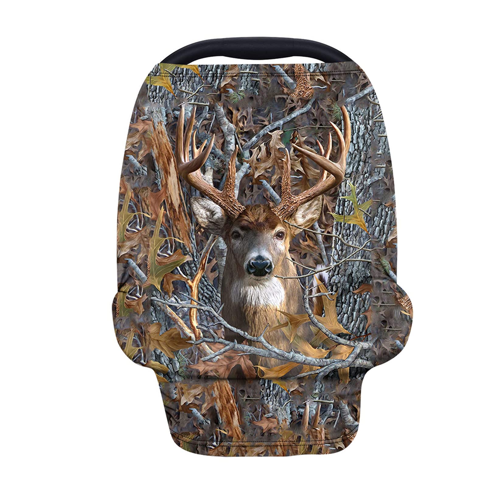 HUIACONG Stretchy Baby Car Seat Covers for Boys Camo Deer Infant Nursing Cover Carseat Canopy Girls Newborn Breastfeeding Scarf/Shawl Soft Breathable Stroller Cover