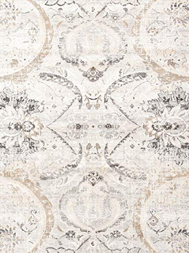 Pasargad Home Fantasia Oriental Area Rug - Luxury Power Loom, Living Room, Bedroom Accent Rugs-12' 0" X 15' 0", Ivory/Silver