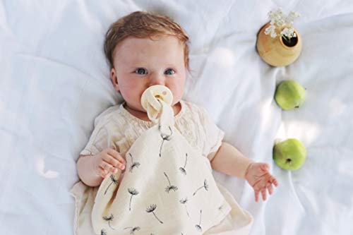Marlowe & Co Organic Cotton Muslin Baby Blanket with Snap Closure, 100% Organic Cotton Muslin Lovey Blanket with Holder, Blanket Only (Floral Vanilla)