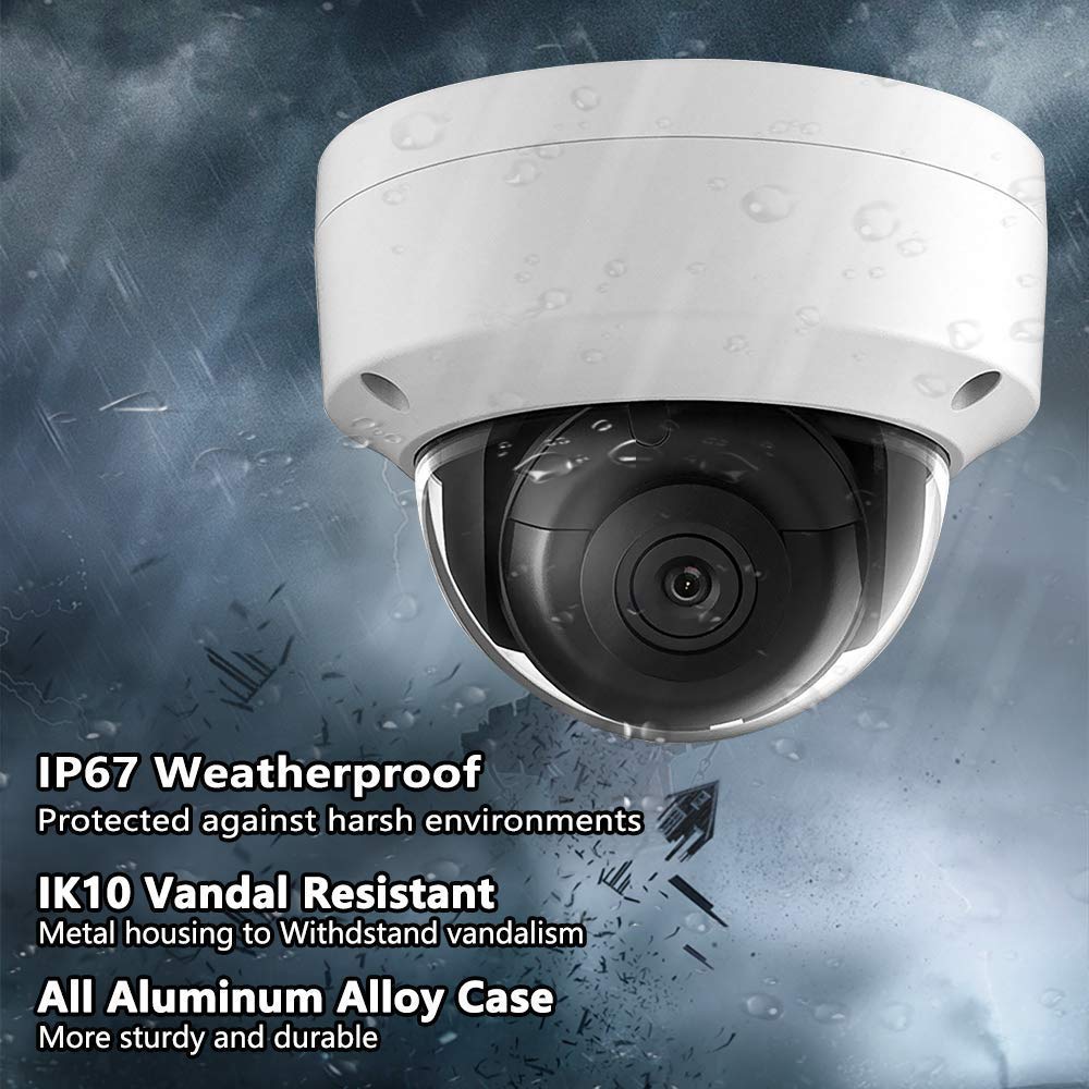 4K PoE Security IP Camera-Compatible with Hikvision DS-2CD2183G2-I UltraHD 8MP Dome IR Night Vision Weatherproof Wide Angle 2.8mmLens SD Card, English Version, Firmware Upgradable