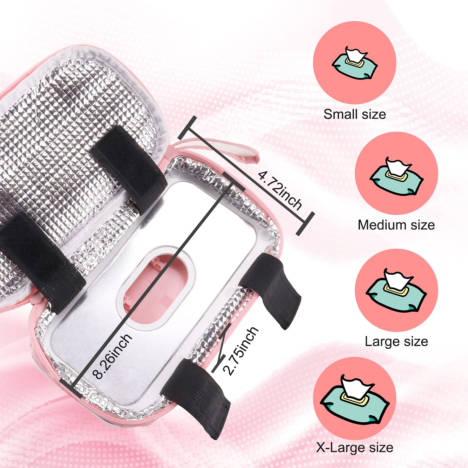 Portable Wipe Warmer, Baby Wipes Dispenser with 2 Modes of Temperature Heating Control, BPA-free Smart Led Display Baby Diaper Wipe Warmer for outdoor&indoor, without charging Can Last 4 Hours