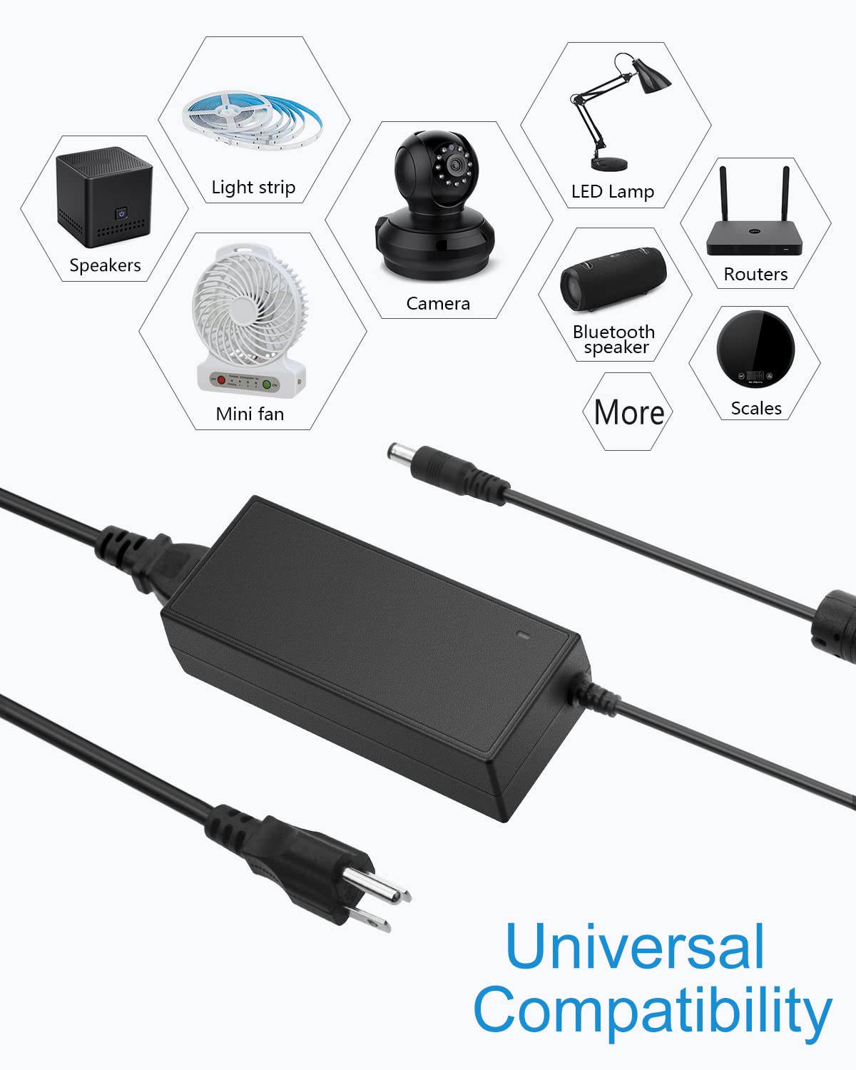 ALITOVE 24V 6A Power Supply Adapter Converter 100-240V AC to DC 24 Volt 144W 6Amp 5.5A 5A 4A Transformer with 5.5x2.5mm Plug for LED Strip Light CCTV Camera LCD Monitor Massage Chair