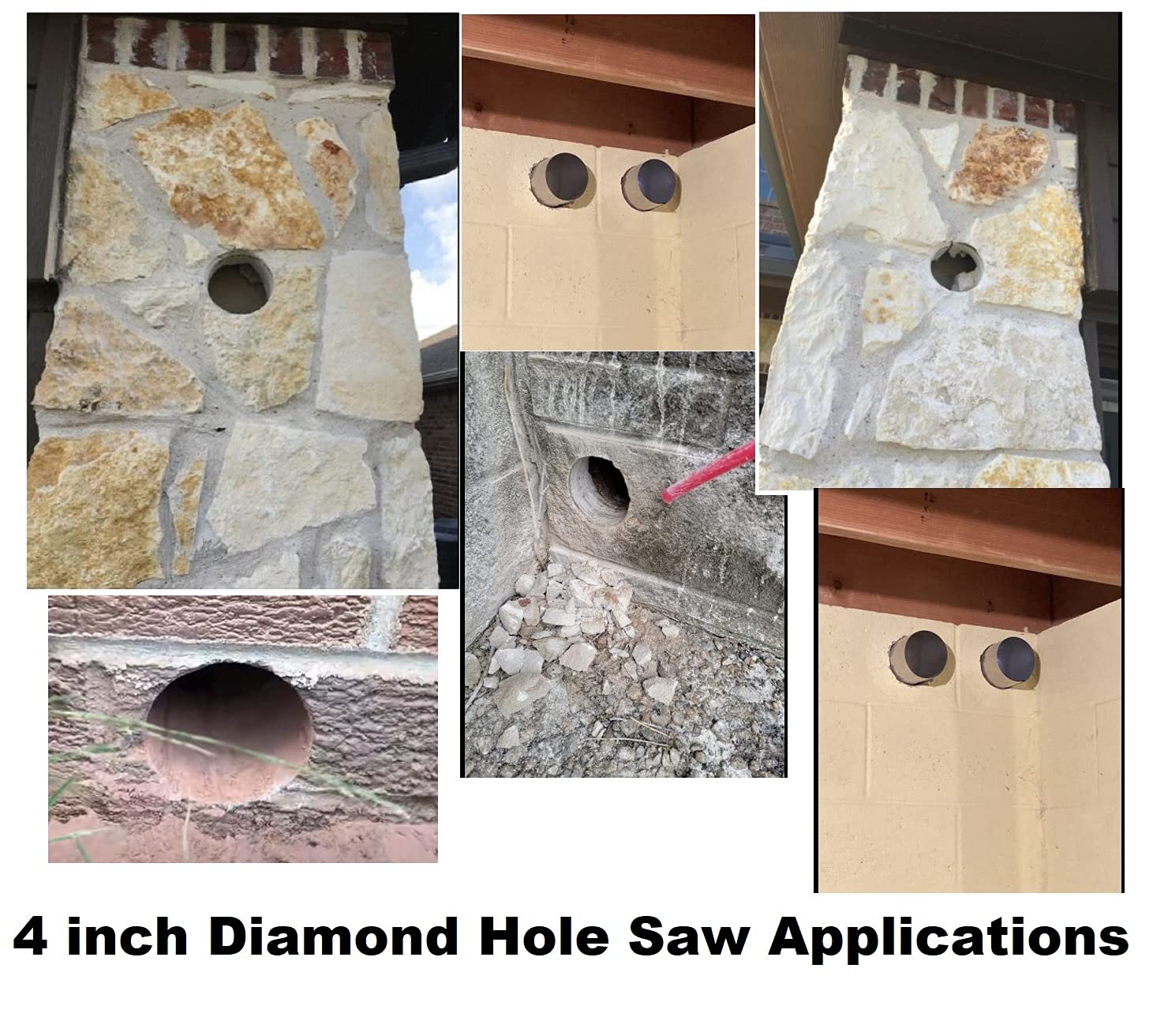 4 Inch Masonry Hole Saw, Diamond Hole Saw, Heavy Duty Dry Core Hole Saw for Concrete Hole Saw Bit Brick, Cinder Block, Core Drill Guide Included Extra Long Depth of Cut
