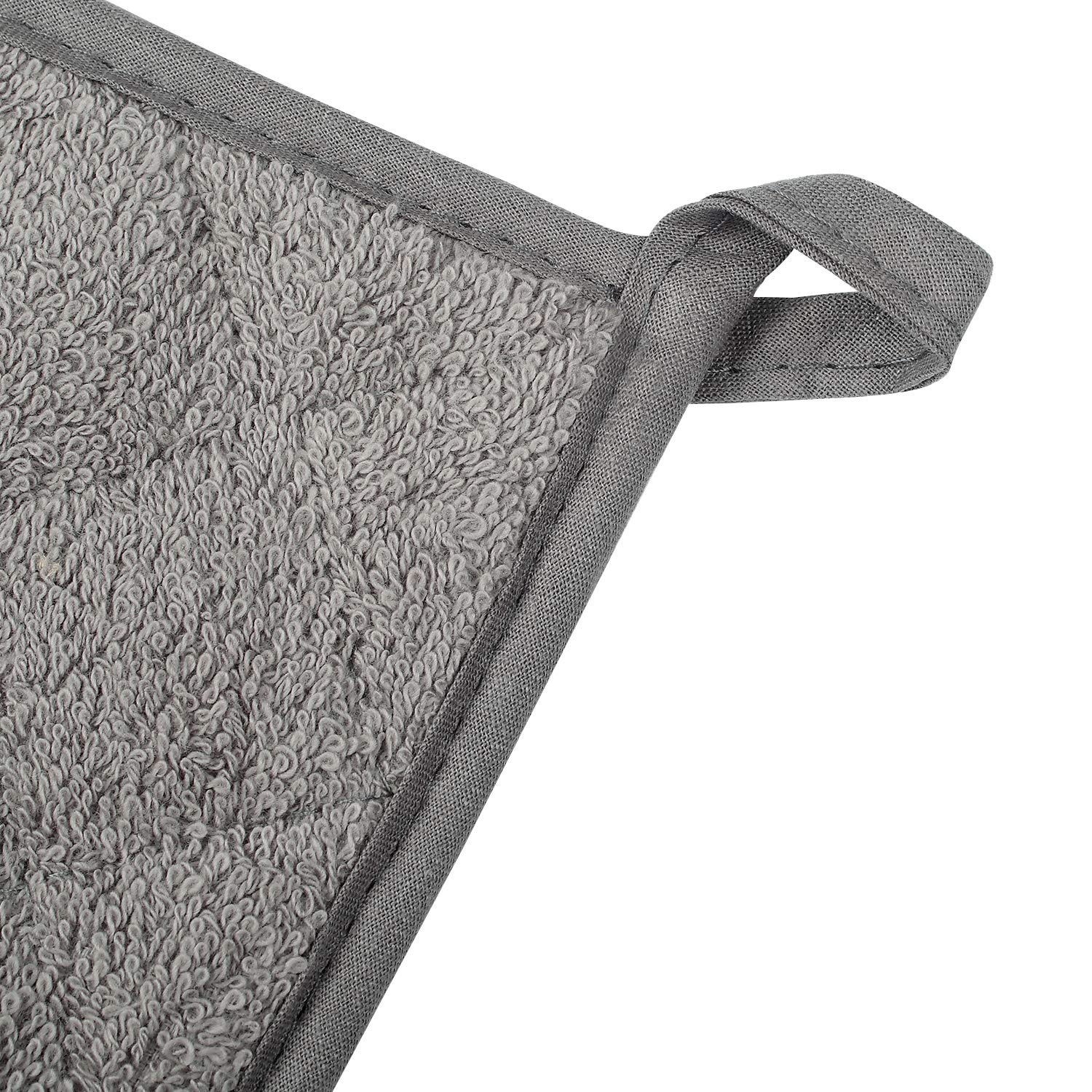 100% Cotton Kitchen Everyday Basic Terry Pot Holder Heat Resistant Coaster Potholder for Cooking and Baking Set of 5 Grey
