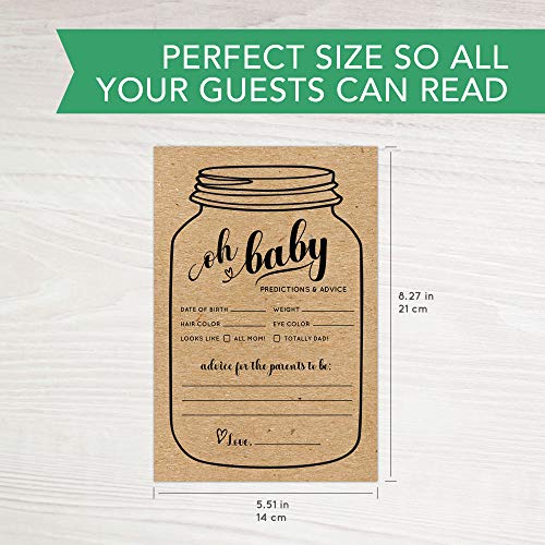 30 Pack Baby Shower Advice Cards- Kraft Advice and Prediction Cards for Gender Neutral Baby Shower Games