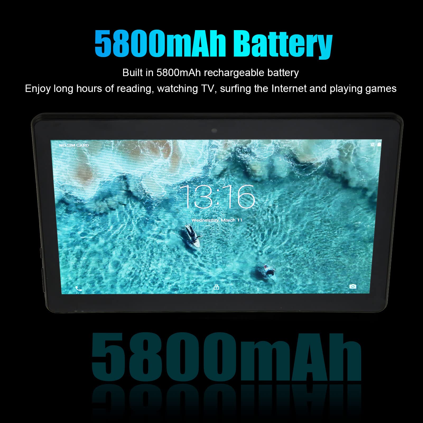 10.1 inch Android 12 Tablet, Dual SIM Dual Standby Talkable Tablet, 4GB RAM and 64GB ROM 2560x1600 Resolution, 5800mAh Battery Capacity, Black