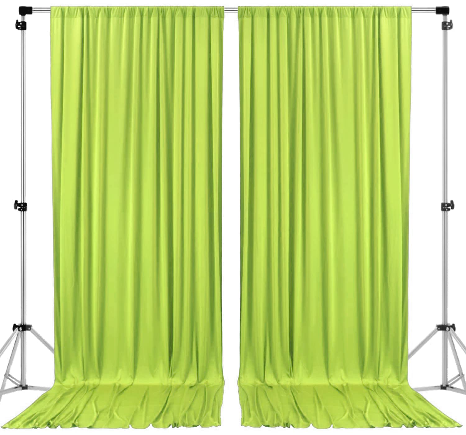 AK TRADING CO. 10 feet x 10 feet Light Green Polyester Backdrop Drapes Curtains Panels with Rod Pockets - Wedding Ceremony Party Home Window Decorations, 5FT x 10FT