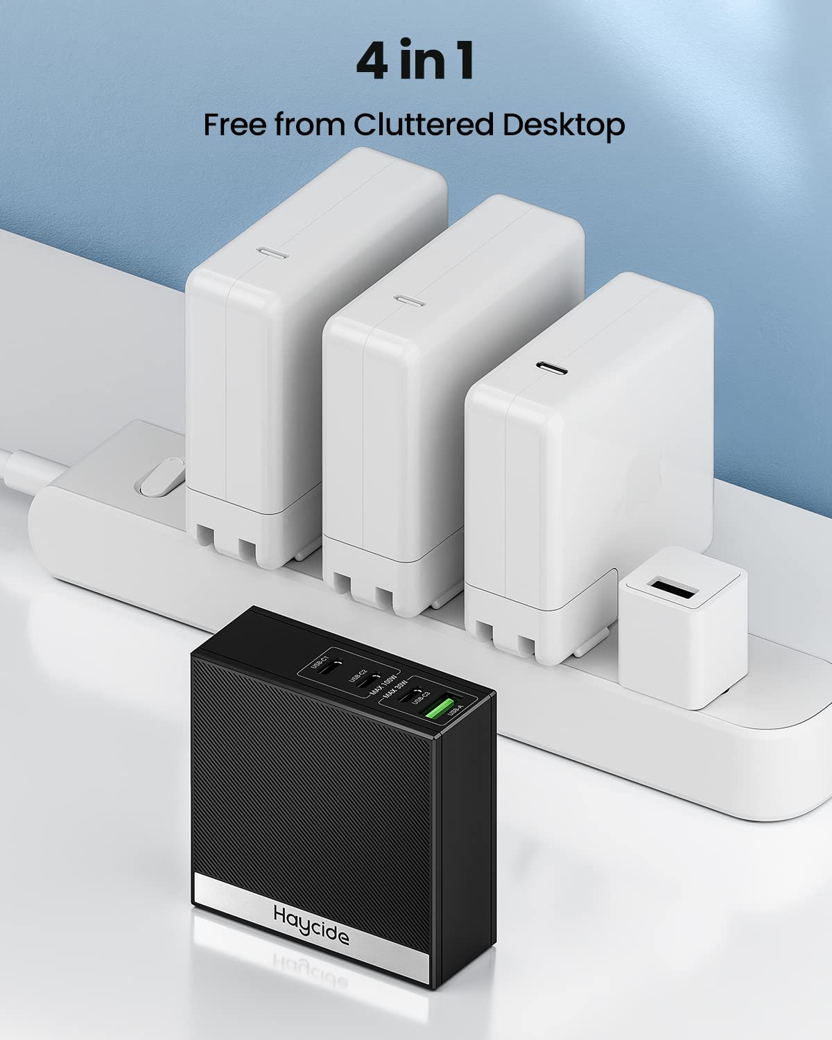 100W USB C Charger, Haycide 4 Port GaN Fast Wall Charger Adapter, Type C PD Charging Station Compatible with iPhone 13/13 pro max, MacBook Pro/Air, iPad, Laptop, Dell XPS, Samsung, and More