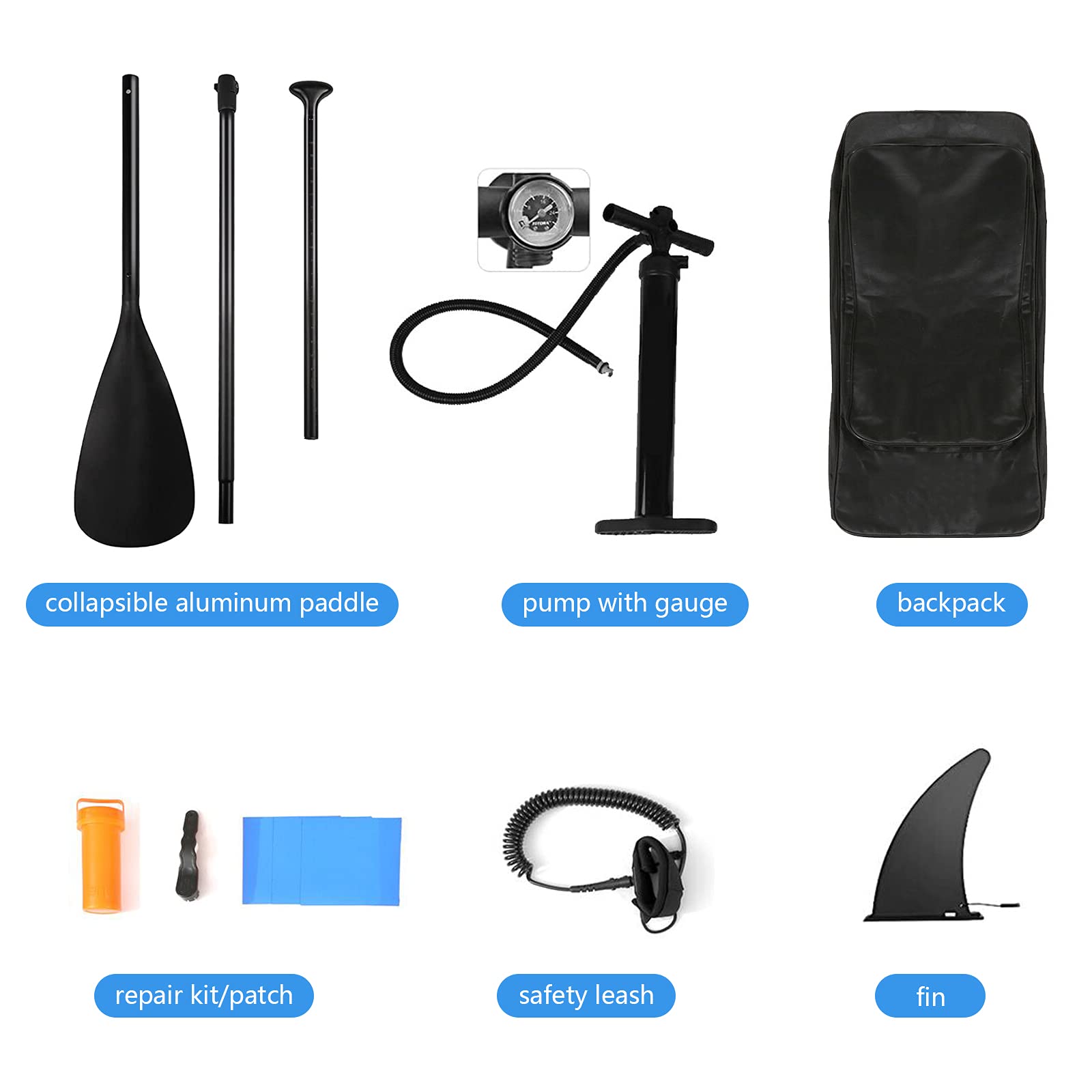 10' Inflatable Stand Up Paddle Board 6" Thick SUP Surfboard with High Pressure Pump, Travel Bag, Center Fin, Paddle and Safety Leash for Paddling Surfing, Blue
