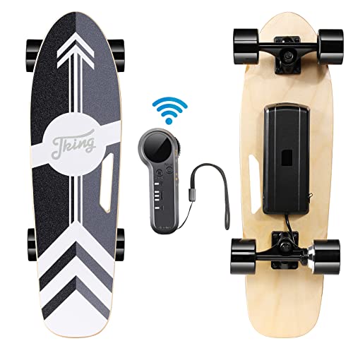 CAROMA 350W Electric Skateboard for Adults Teens, 27.5" 7 Layers Maple Electric Longboard with Remote, 12.4 MPH Top Speed, 8 Miles Max Range, 220lbs Max Load E Skateboard
