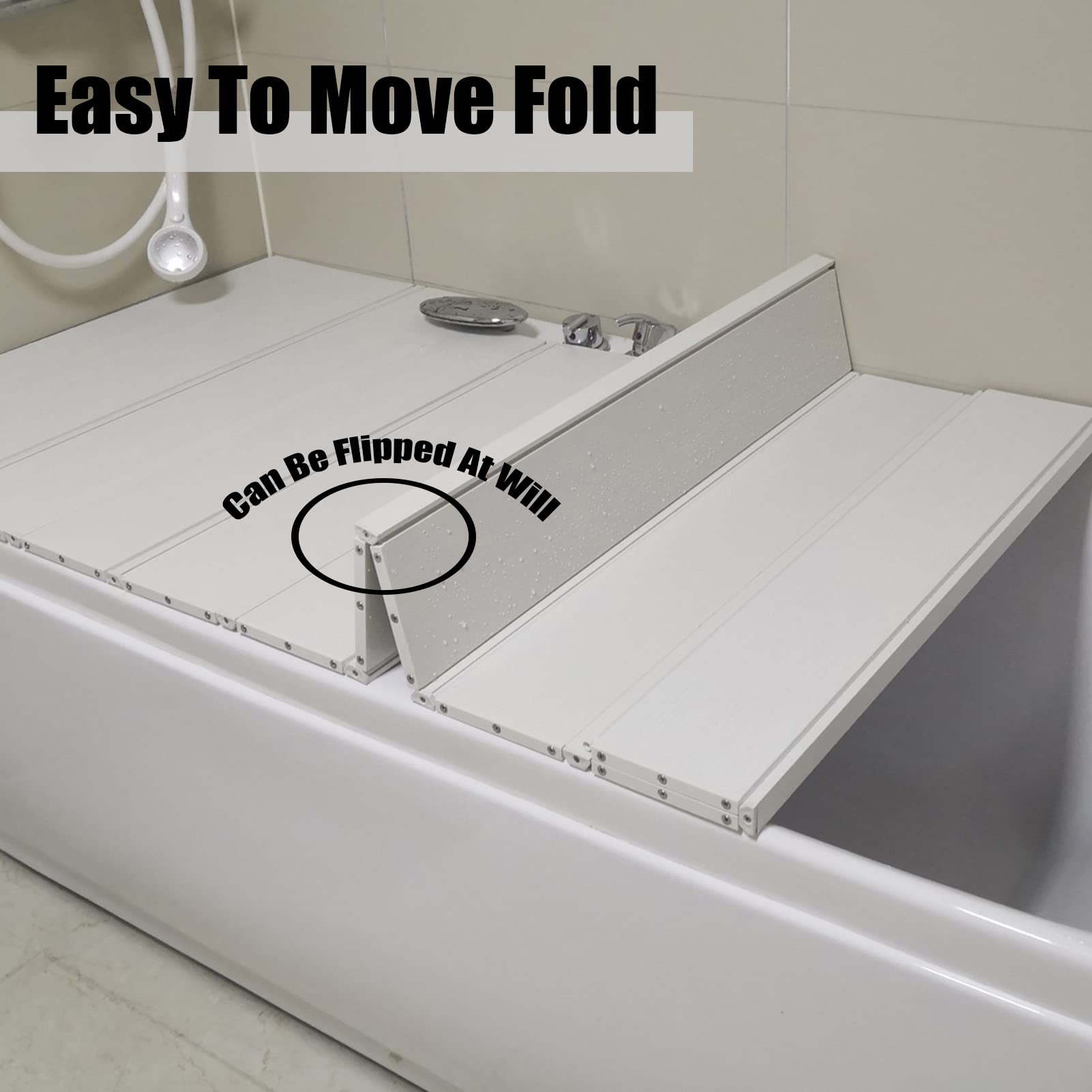 1.2cm Foldable Bathtub Tray Bathtub Cover, Dustproof Board Bathtub Insulation Cover, Waterproof Bathtub Shutter Bath Lid for Home Spa Bath Tray (Color : White, Size : 80x150x1.2cm)