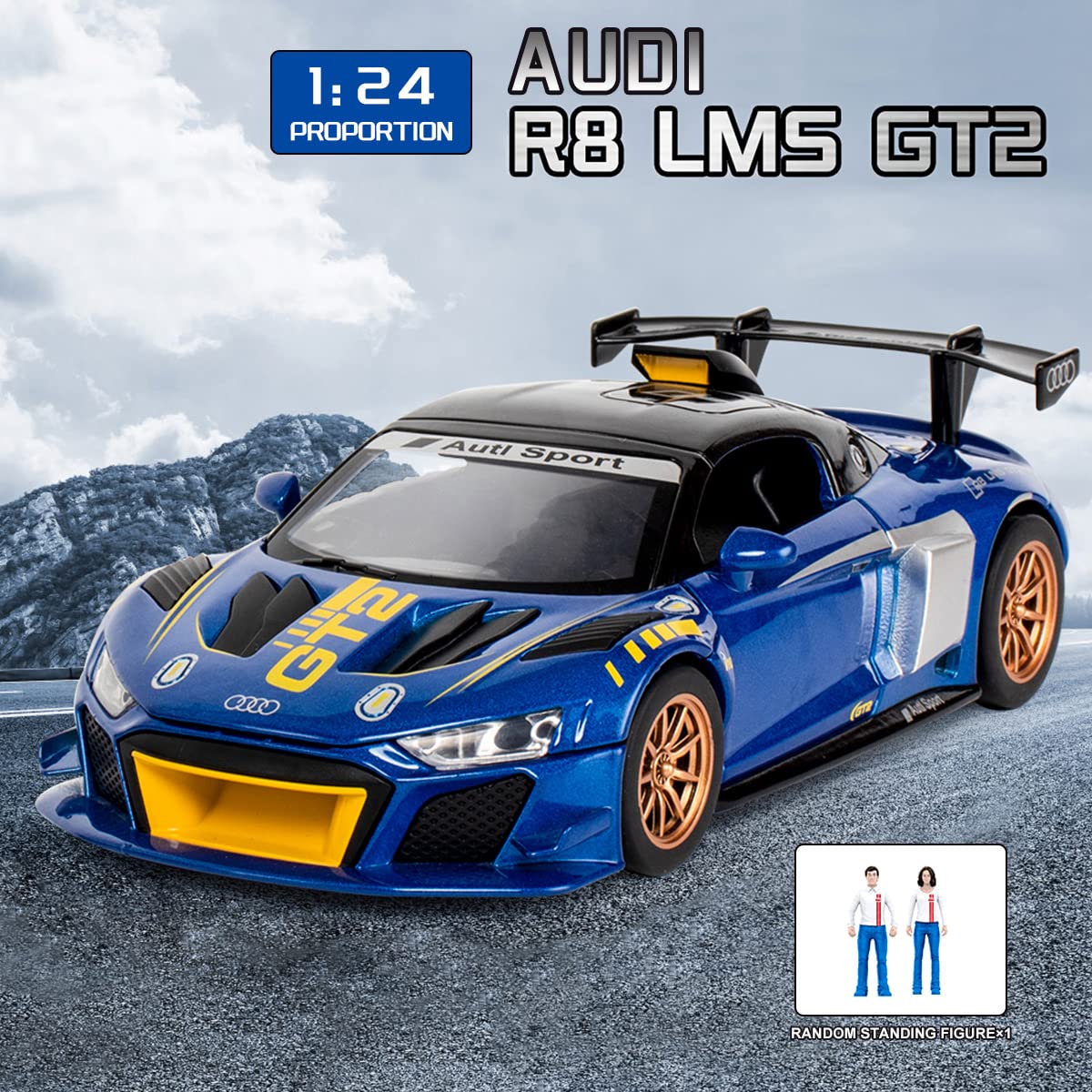 1:24 Diecasting Alloy Toy Car - Pull Back Car Model with Sound and Light, Pull Back Vehicles Toys for 3+ Year Old Boys and Girls (Blue)