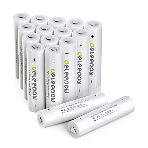 Deleepow Rechargeable AAA Batteries Pre-Charged 1100mAh NiMH Triple A Battery 1.2V Low Self Discharge Pack of 16