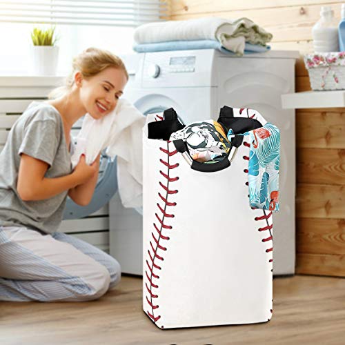 22.7"(H) Collapsible Laundry Hamper Baseball Print Laundry Basket Organizer Large with Handle Foldable Clothes Hamper