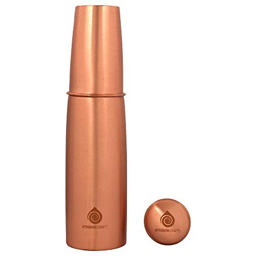 Athavik Crafts Water Bottle 34 Oz Copper Bottle Water with Lid, Ayurvedic Copper Drinking Vessel, Copper Water Vessel, Water Bottle Large Leak Proof