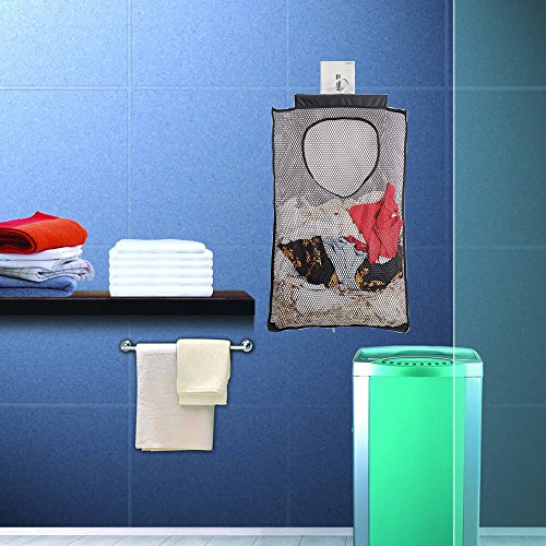 ALYER Breathable Mesh Laundry Hamper,Foldable Hanging Storage Basket,Portable Space Saving Storage Bag (Black)