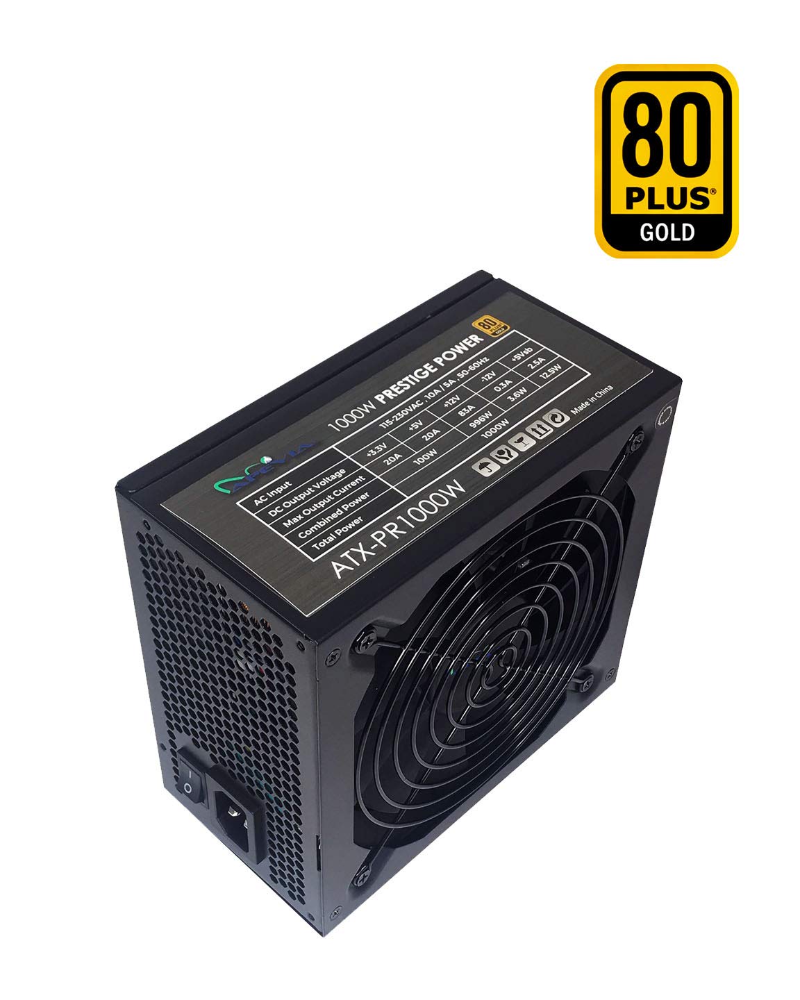 Apevia ATX-PR1000W Prestige 1000W 80+ Gold Certified, ROHS Compliance, Active PFC ATX Gaming Power Supply