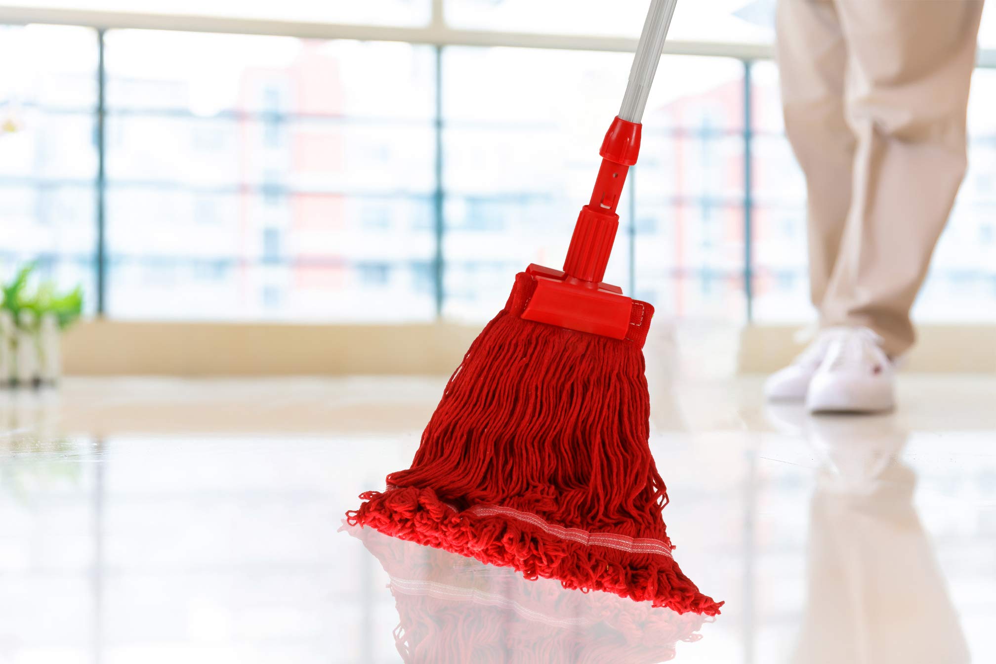 Heavy Duty Wet Industrial Cleaning Mop Head – Mop Head Replacement Perfect Cotton Washable Mop Head Replacement for Commercial & Home Cleaning(RED)