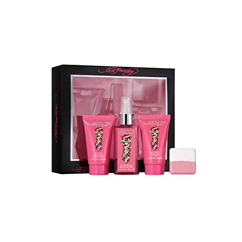 Ed Hardy Women's Perfume Fragrance Set, Body Wash, Body Lotion, Body Mist & Bath Fizz, 4 Piece Set