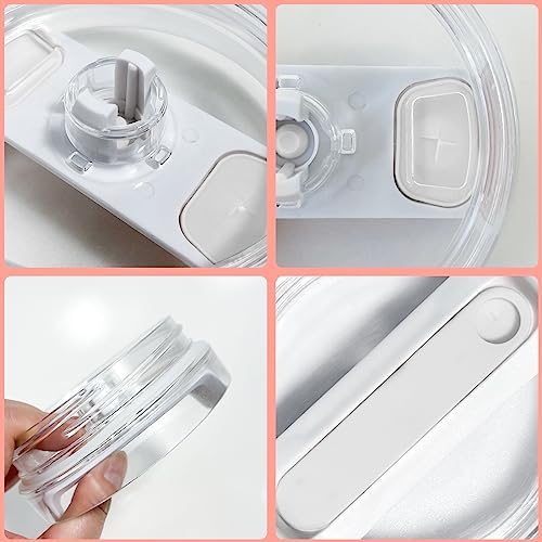 2 Pcs Tumbler Lid Replacement Fits for Stanley Cup 40 oz, Spill Splash Resistant Replacement Lids, Clear Tumbler Covers for Stanley Cup H2.0 Accessories(White)