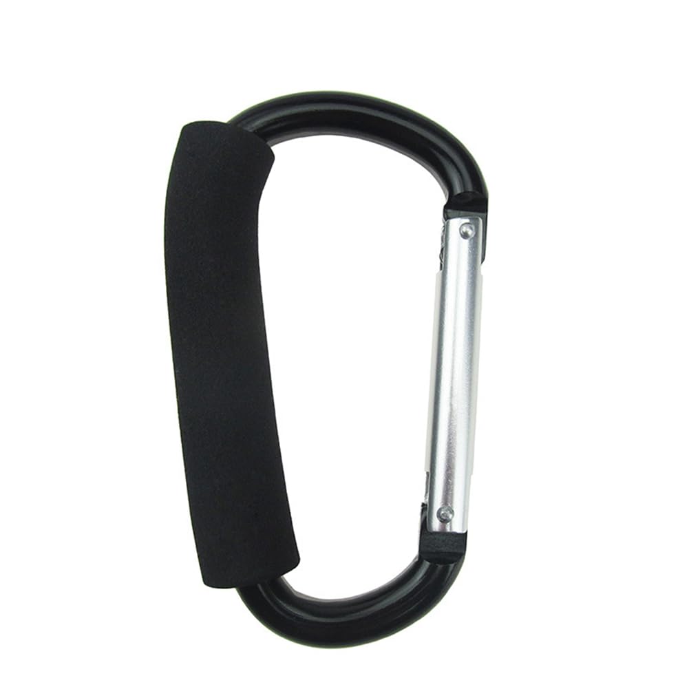 AKOAK Universal Stroller Hook Hanging Bag and Shopping, Large Hook Clasp Stroller Accessories - Easy Hanging Wallet, Diaper Bag, Shopping Bag, Toys, Sports Equipment - Pack of 2, Black