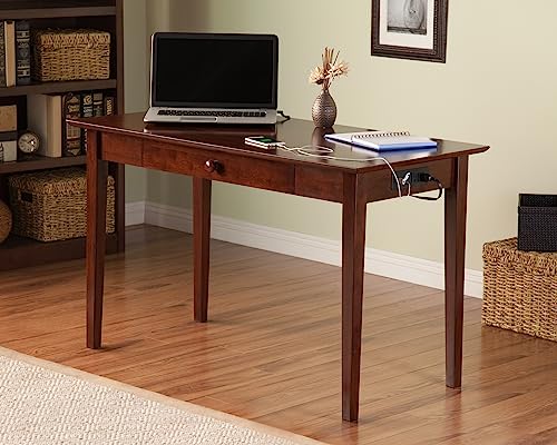 AFI, AH12114, Shaker Desk with Drawer and Charging Station, Walnut