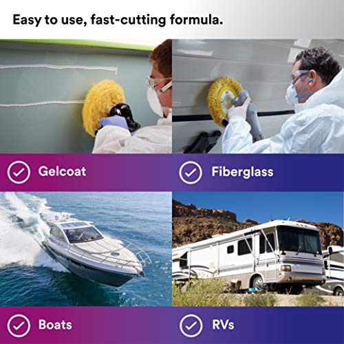 3M Perfect-It Gelcoat Light Cutting Polish + Wax, 36109, 1 Pint, One-Step Process, Removes Scratches and Swirls, Light Oxidation Remover for Boats and RVs